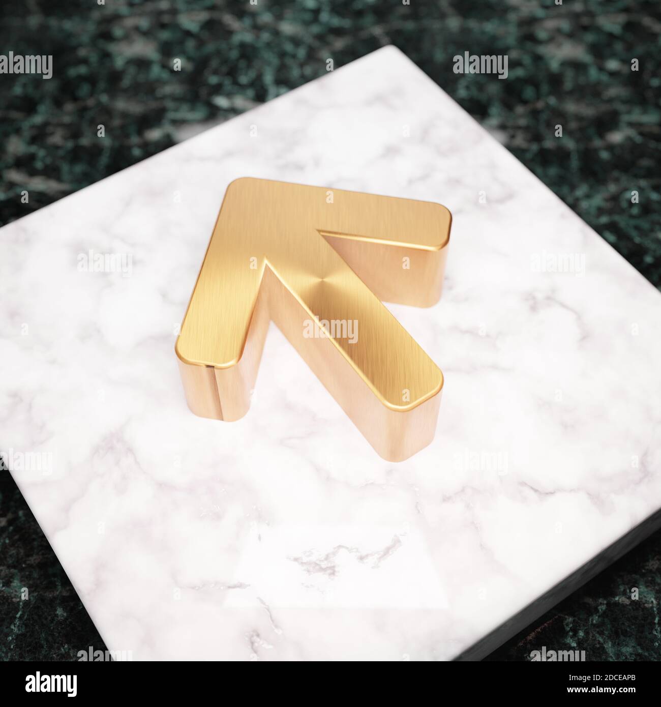 Arrow Up icon. Bronze Arrow Up symbol on white marble podium. Icon for ...