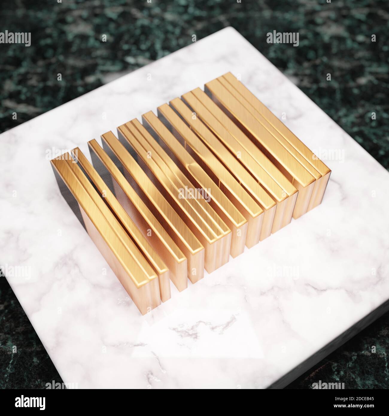 Barcode icon. Bronze Barcode symbol on white marble podium. Icon for ...