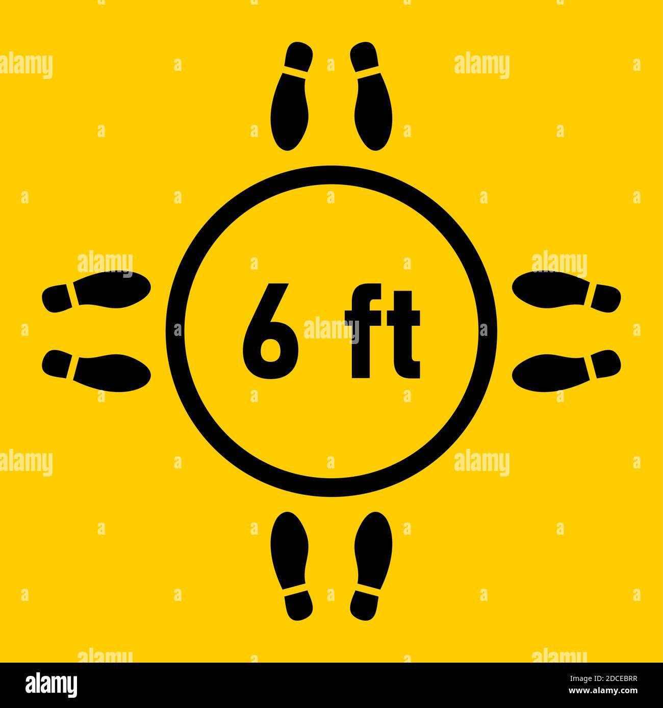 Keep Your Distance Social Distancing 6 ft or 6 Feet Icon with a Ring ...