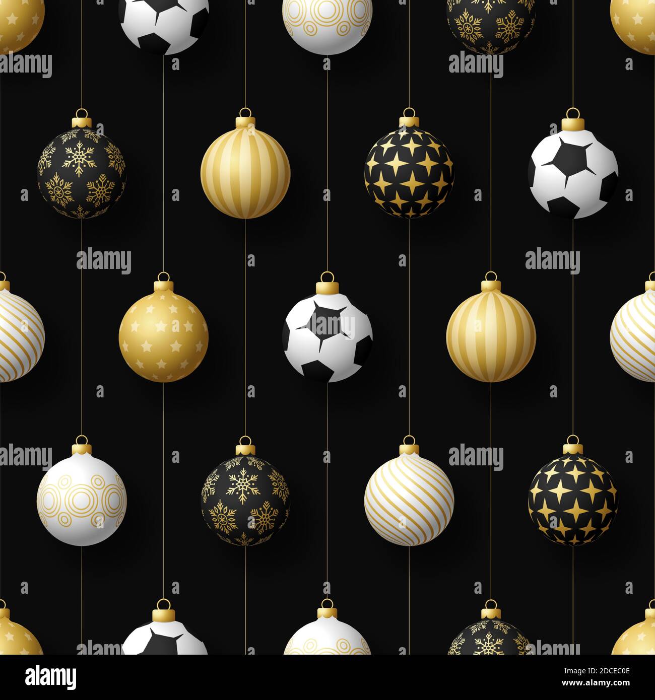 Merry Christmas football seamless pattern. Hang on a thread realistic ...