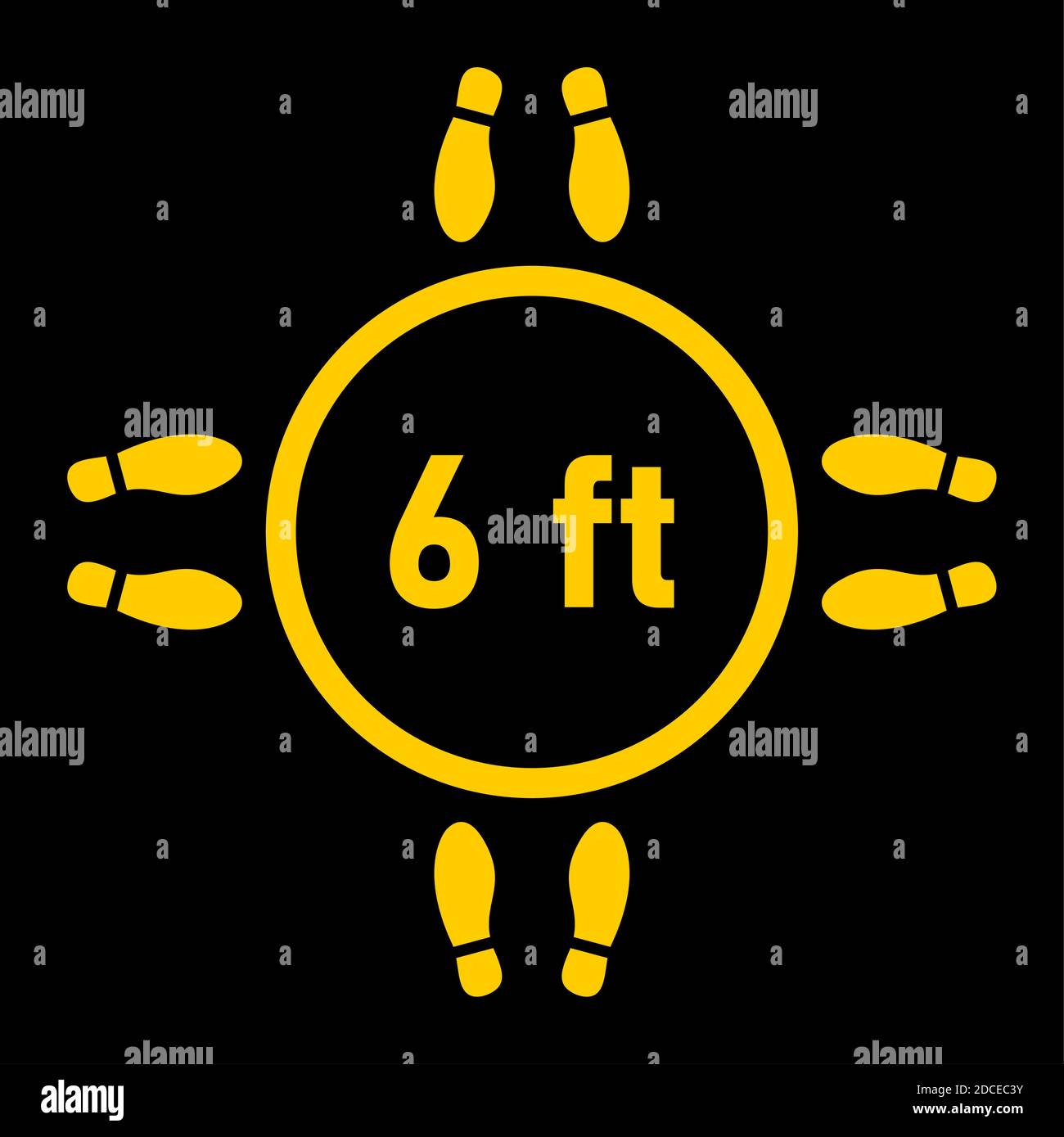 Keep Your Distance Social Distancing 6 ft or 6 Feet Icon with a Ring ...