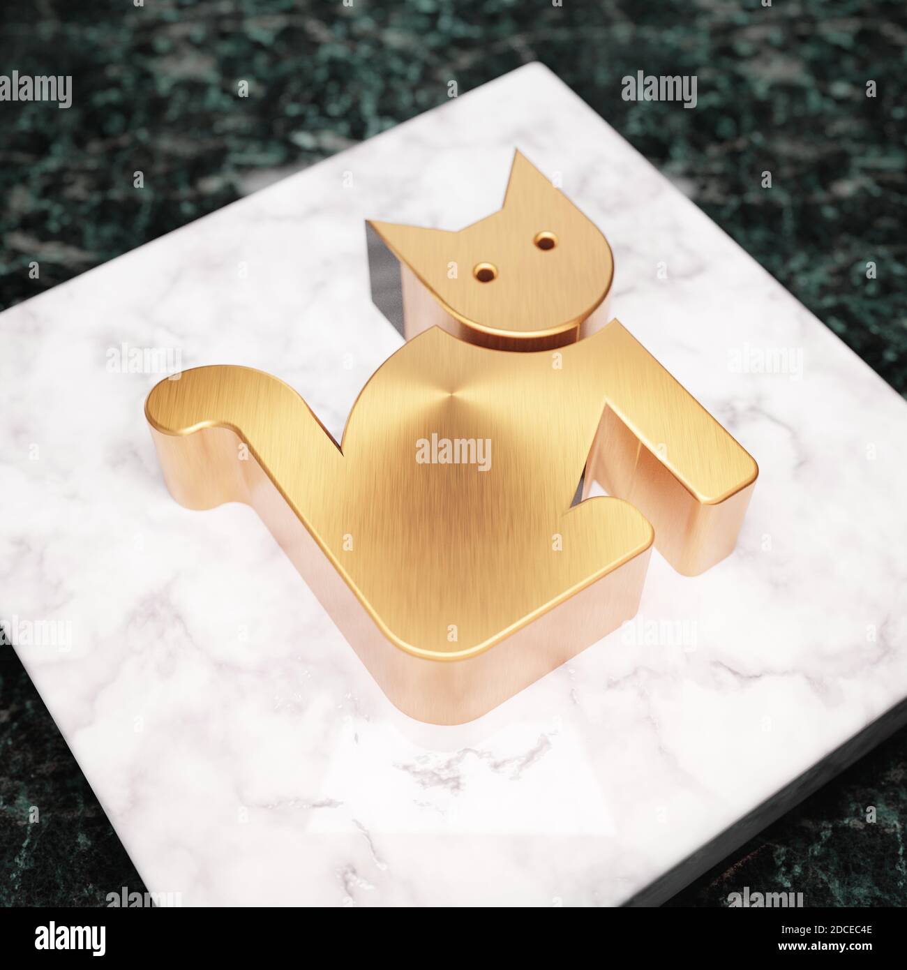 Cat icon. Bronze Cat symbol on white marble podium. Icon for website ...