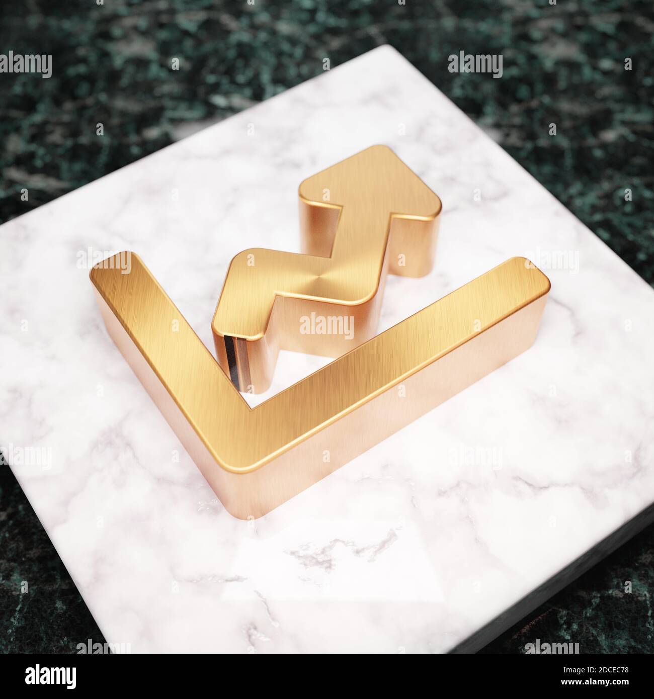 Chart Line icon. Bronze Chart Line symbol on white marble podium. Icon ...