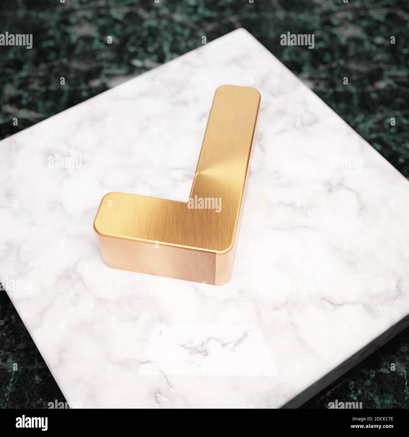 Check icon. Bronze Check symbol on white marble podium. Icon for ...