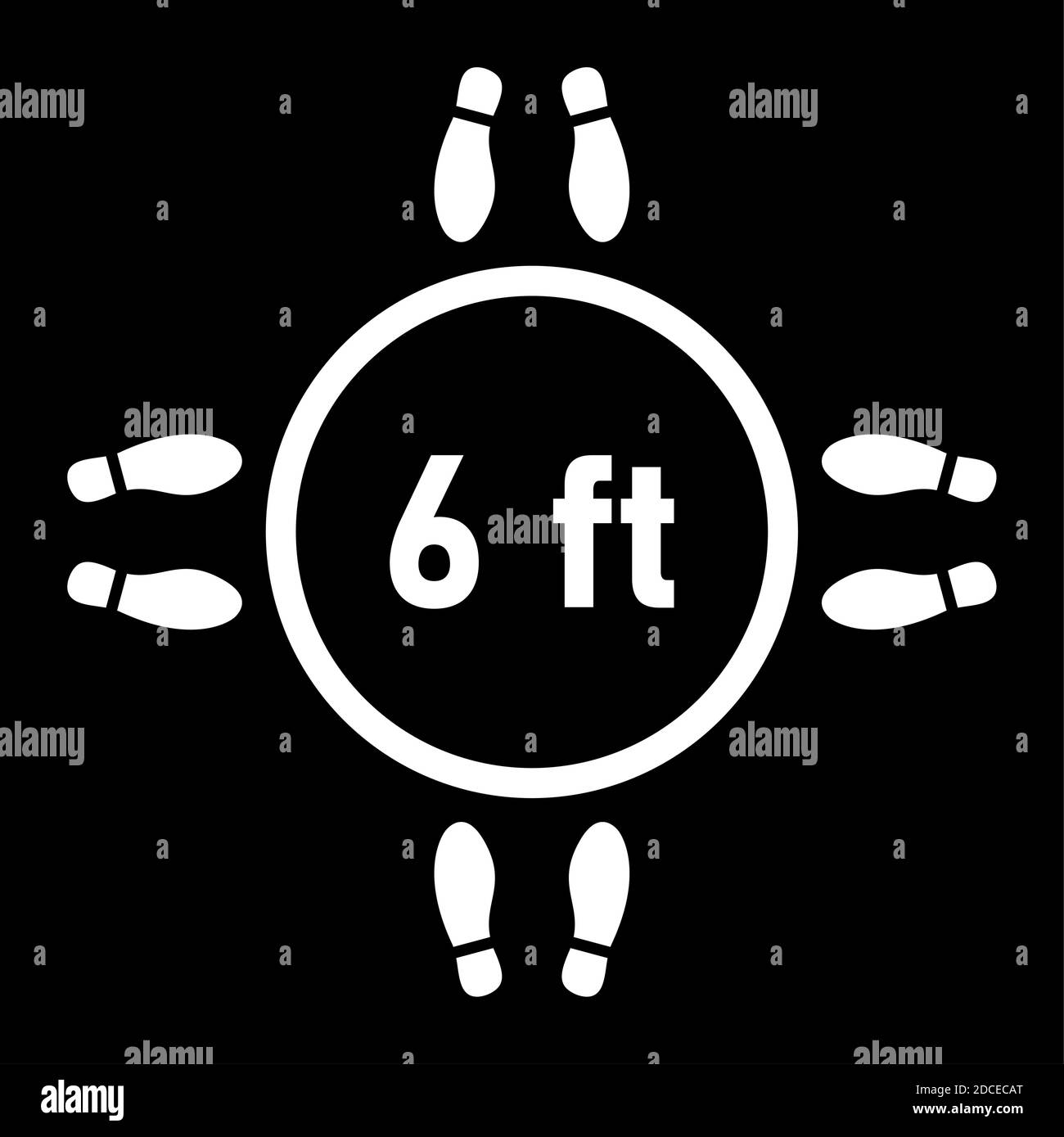 Keep Your Distance Social Distancing 6 ft or 6 Feet Icon with a Ring ...