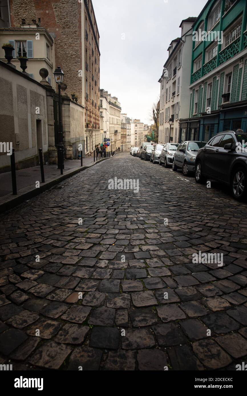 Streets of Montmartre neighborhood in Paris, France Stock Photo - Alamy
