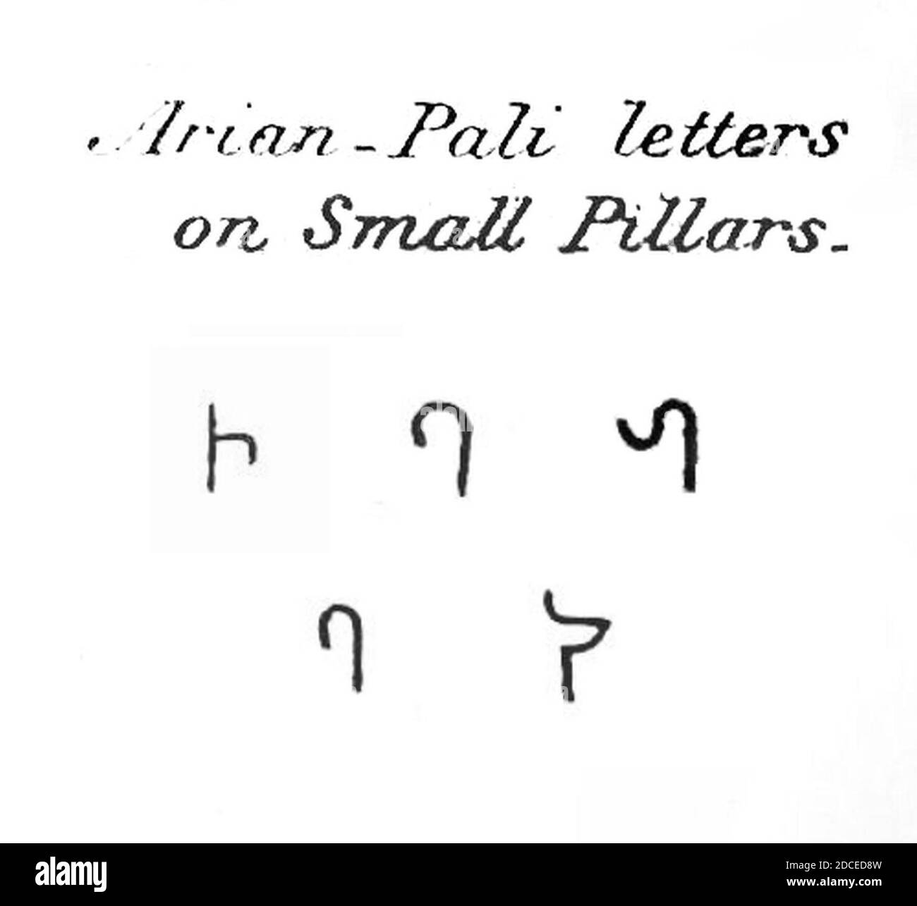 Kharosthi letters on eastern gateway of Bharhut Stock Photo - Alamy