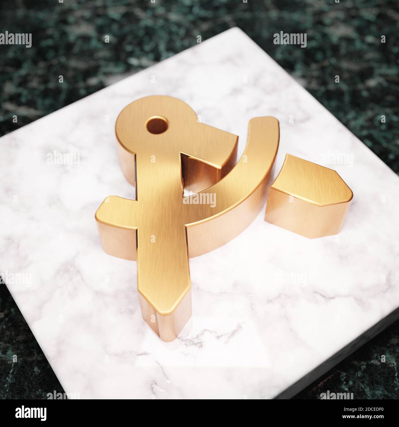 Drafting Compass icon. Bronze Drafting Compass symbol on white marble ...