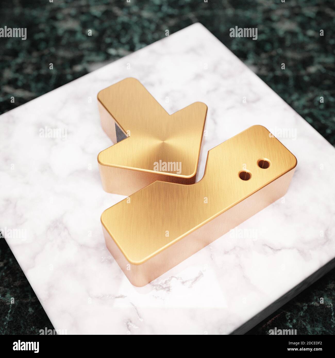 Download icon. Bronze Download symbol on white marble podium. Icon for ...