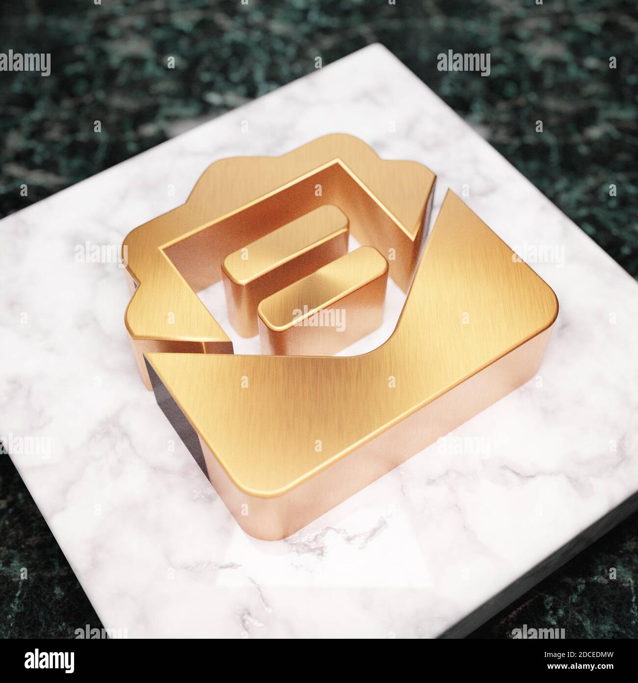 Envelope Open Text icon. Bronze Envelope Open Text symbol on white ...