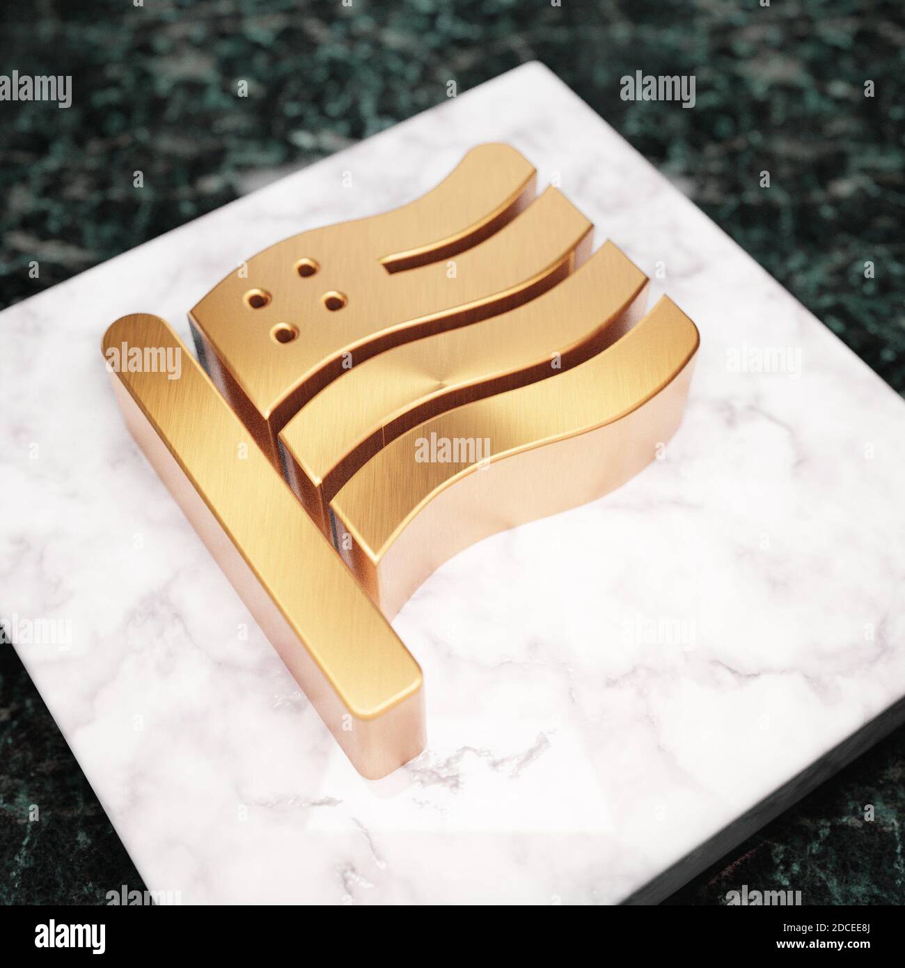 USA Flag icon. Bronze USA Flag symbol on white marble podium. Icon for ...
