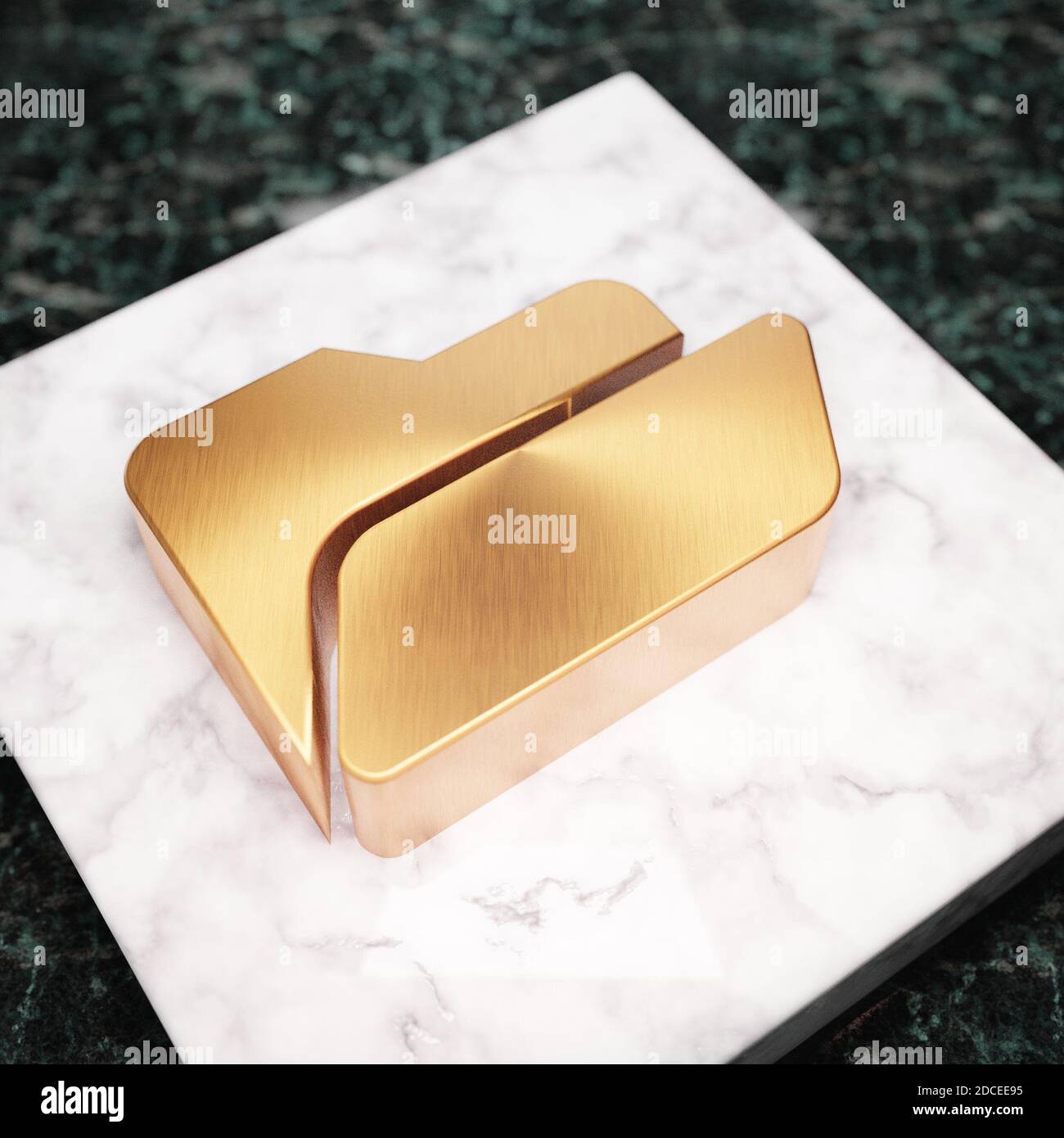 Open Folder icon. Bronze Open Folder symbol on white marble podium ...