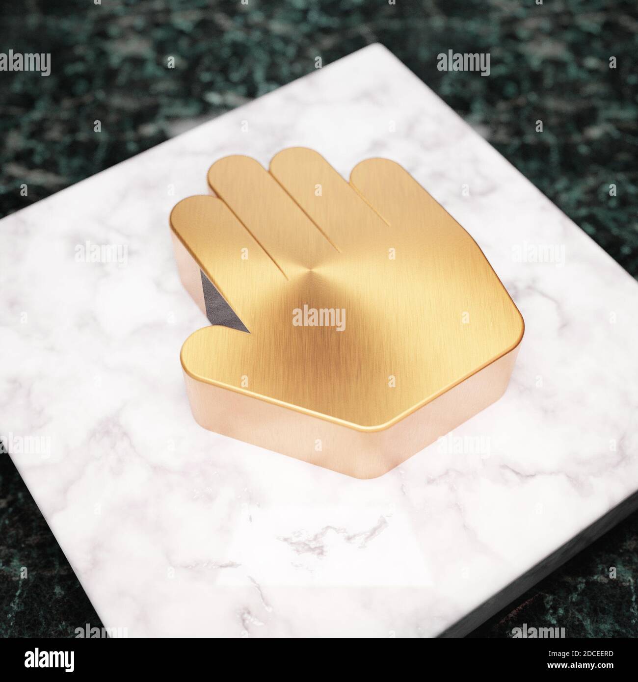 Hand Paper icon. Bronze Hand Paper symbol on white marble podium. Icon ...