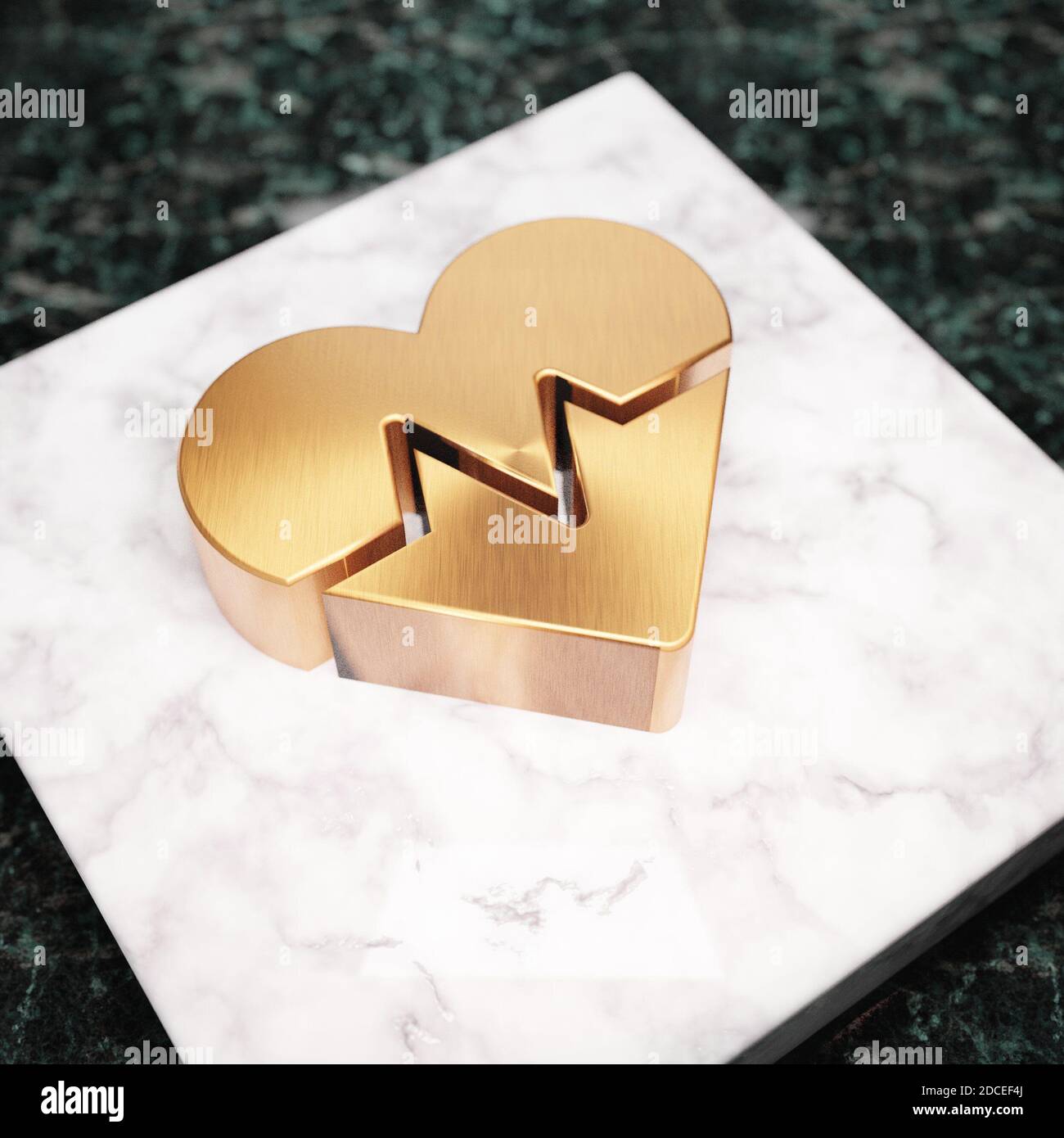 Heartbeat icon. Bronze Heartbeat symbol on white marble podium. Icon ...