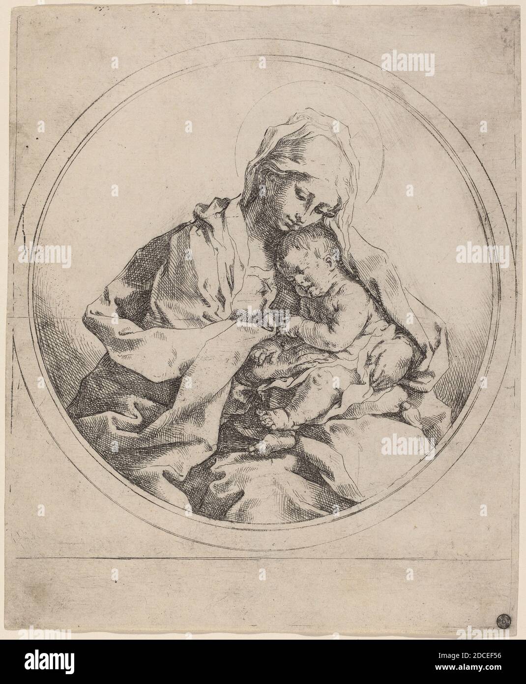 Guido Reni, (artist), Bolognese, 1575 - 1642, Virgin and Child, etching ...