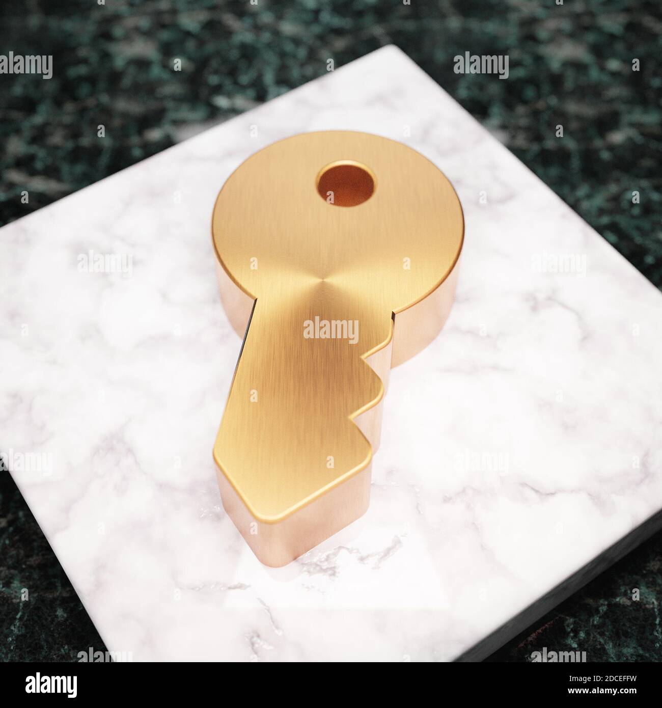 Key icon. Bronze Key symbol on white marble podium. Icon for website ...