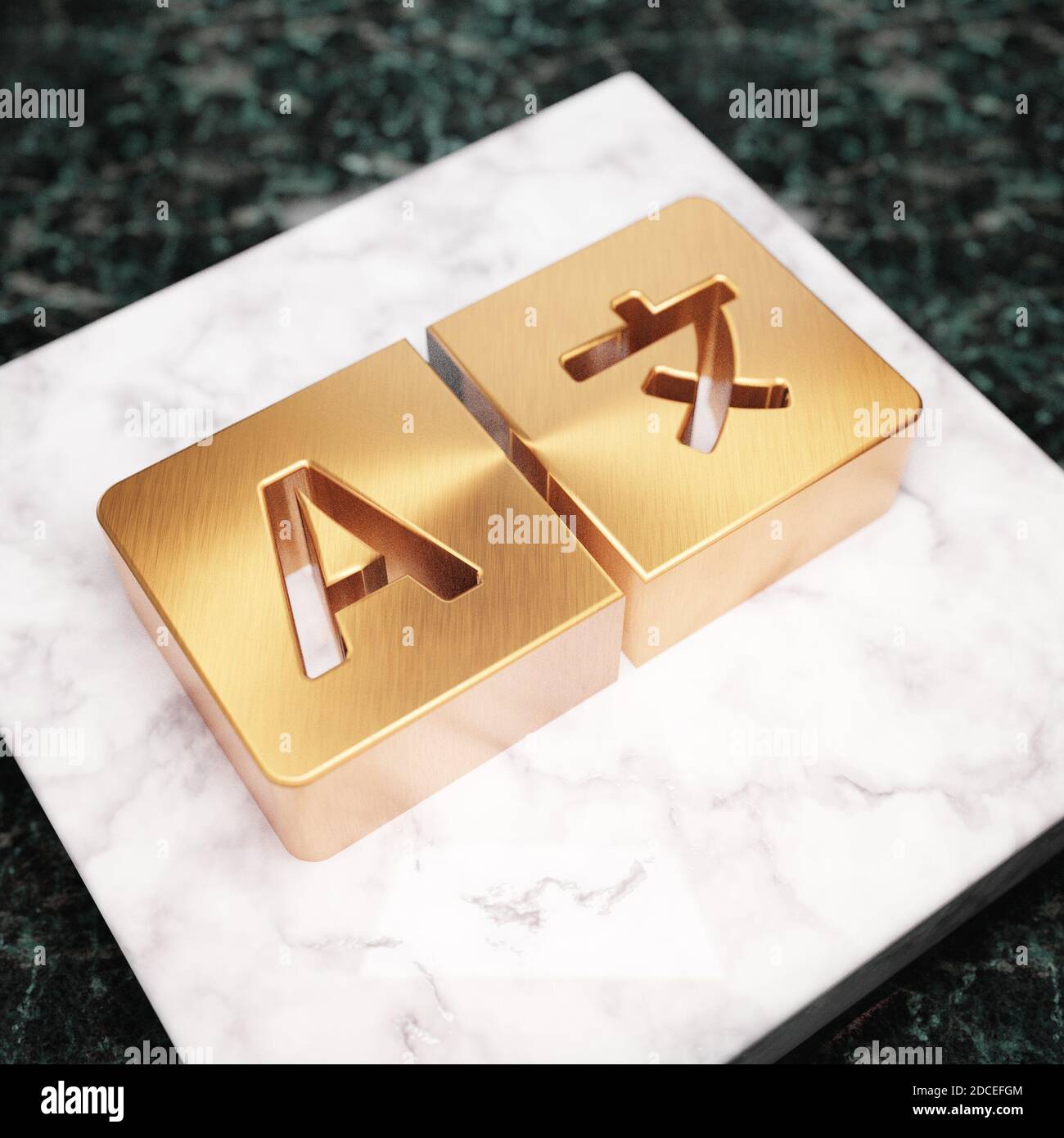 Language icon. Bronze Language symbol on white marble podium. Icon for ...