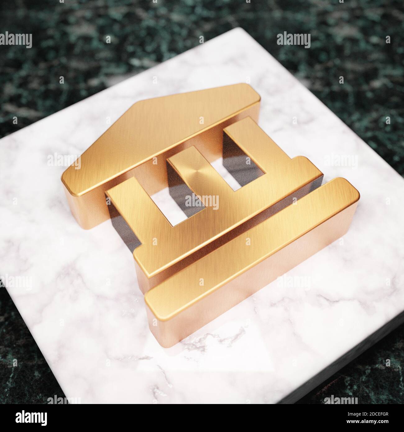 Landmark icon. Bronze Landmark symbol on white marble podium. Icon for ...