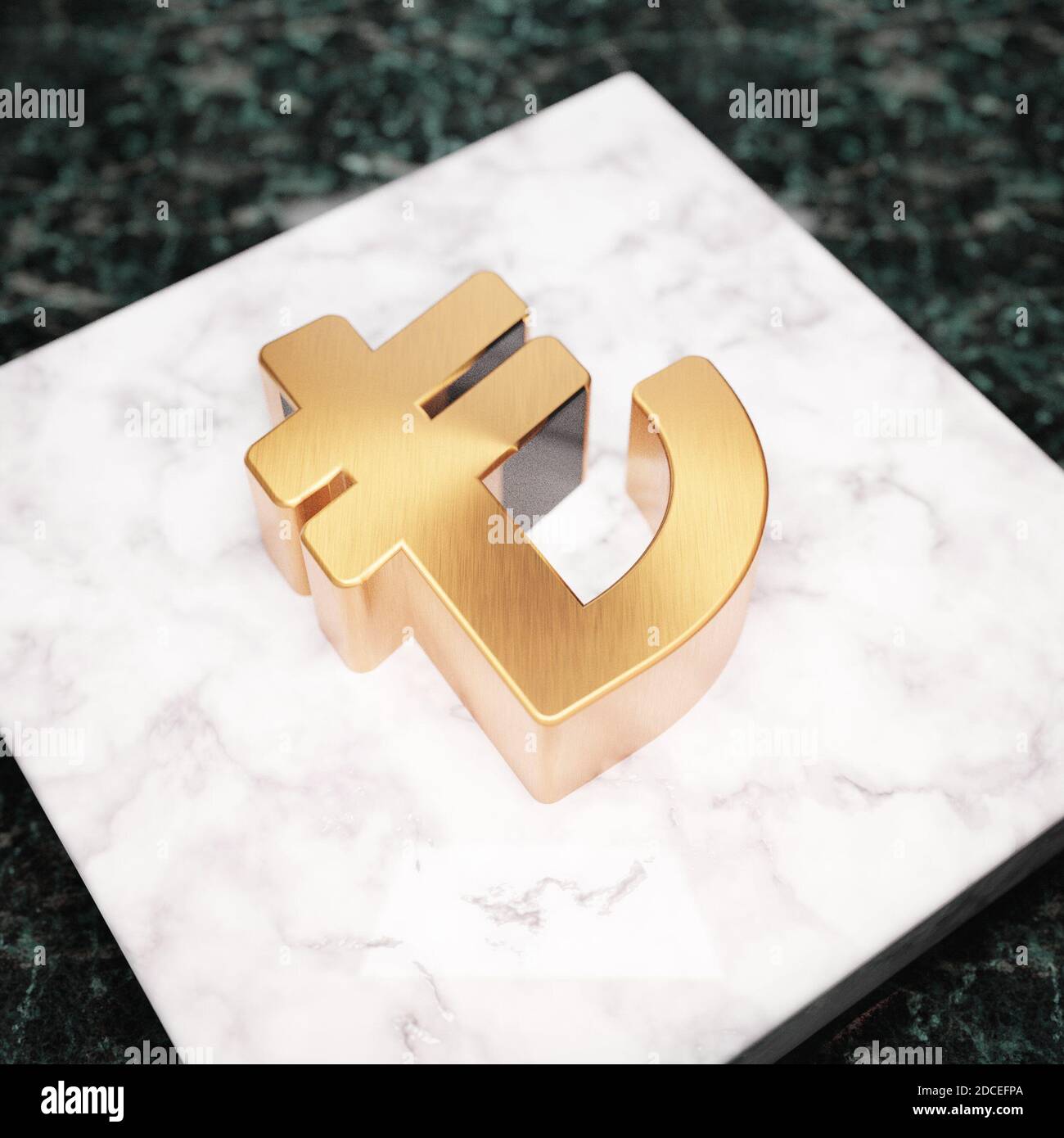 Lira icon. Bronze Lira symbol on white marble podium. Icon for website ...