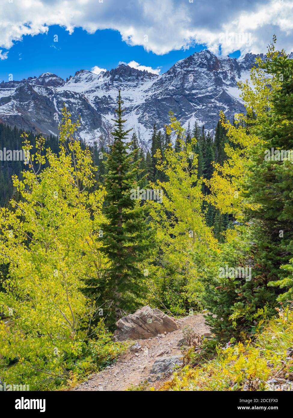 Fall color and the peaks in the Sneffels Range from the Blue Lakes ...