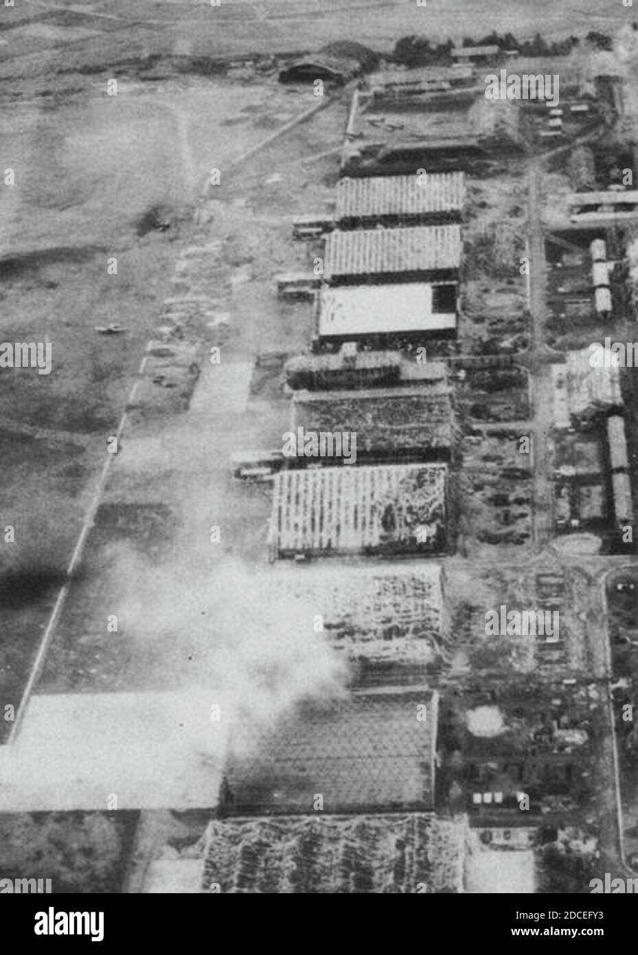 Kikuchi airfield, Kyushu, under attack by U.S. Navy carrier aircraft ...