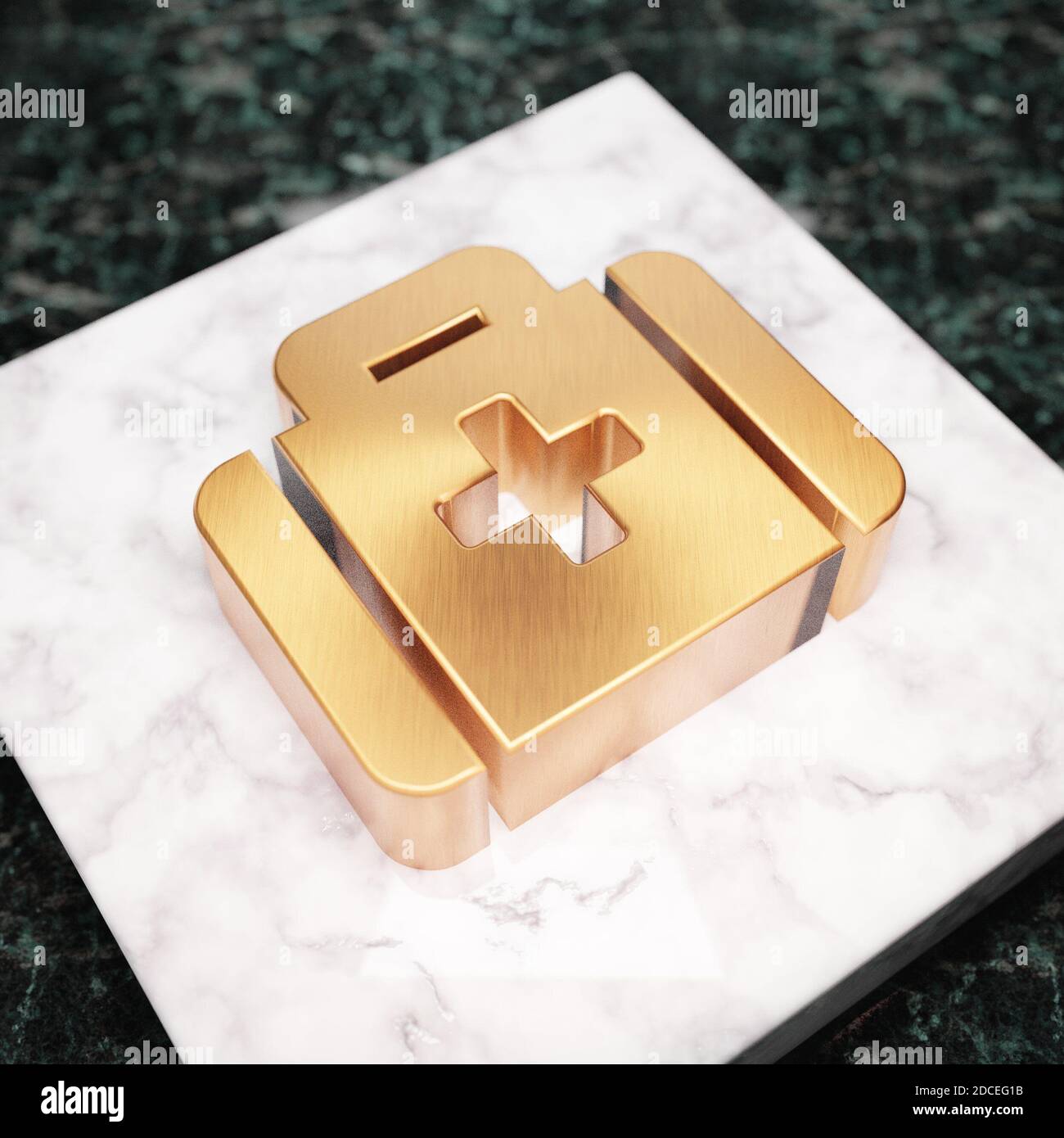 Medkit icon. Bronze Medkit symbol on white marble podium. Icon for ...