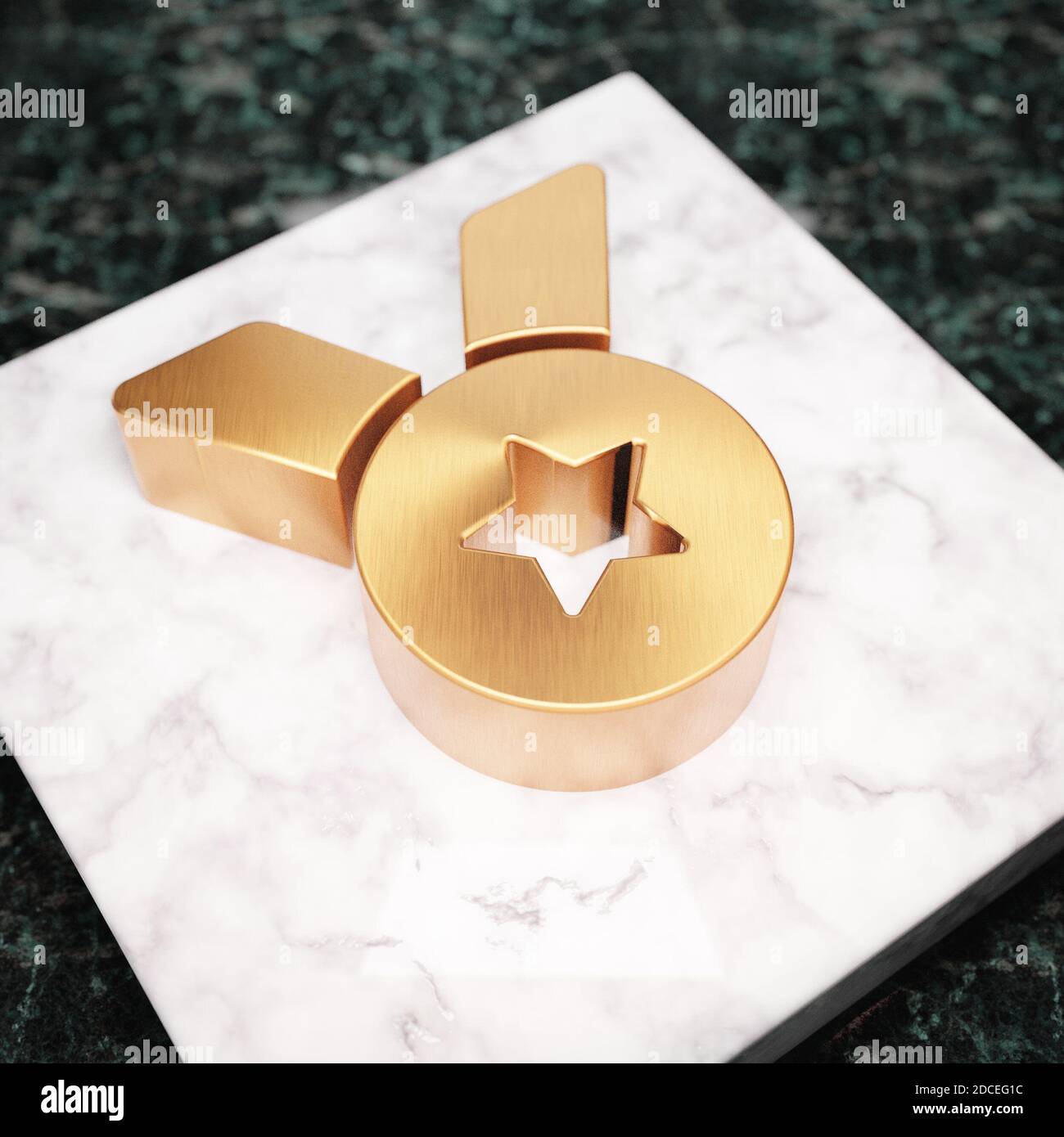 Medal icon. Bronze Medal symbol on white marble podium. Icon for ...