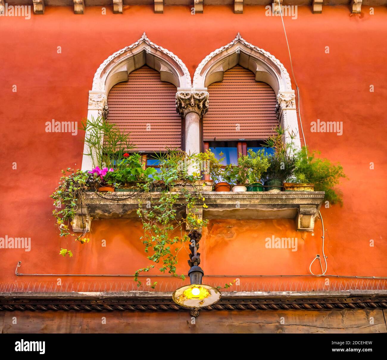 Venetian Sharp Windows Flowers Neighborborhoods Venice Italy Stock ...