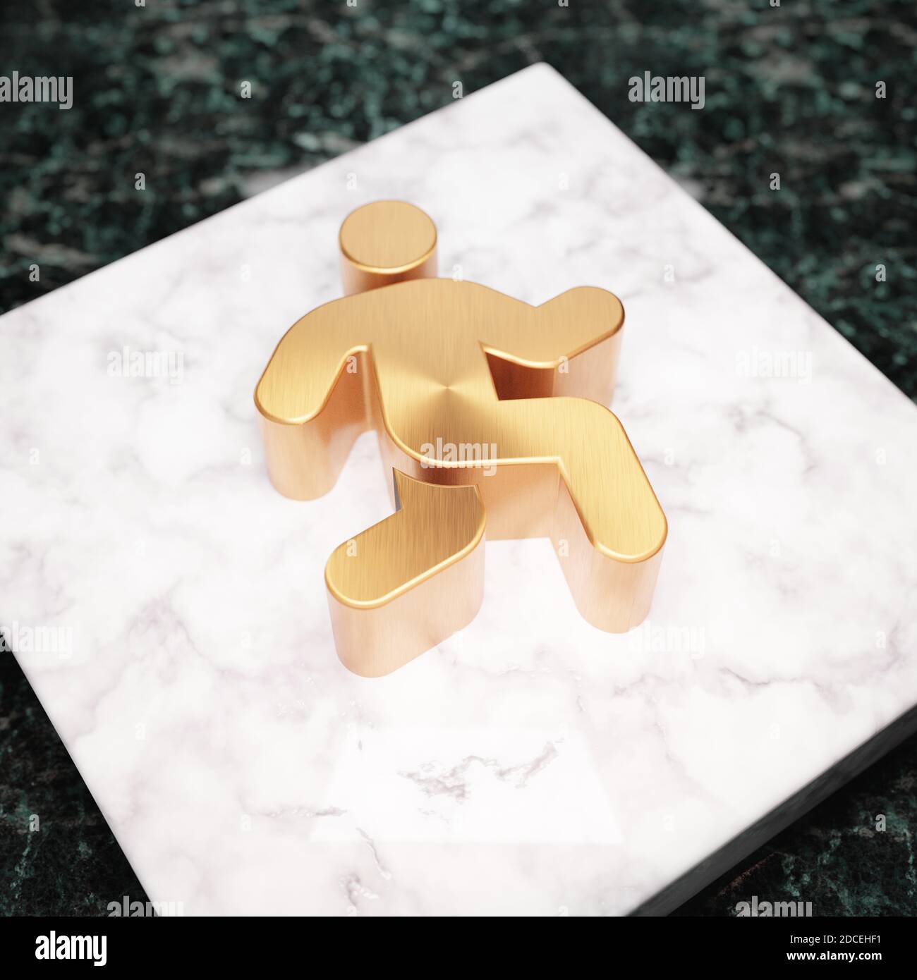 Running icon. Bronze Running symbol on white marble podium. Icon for ...