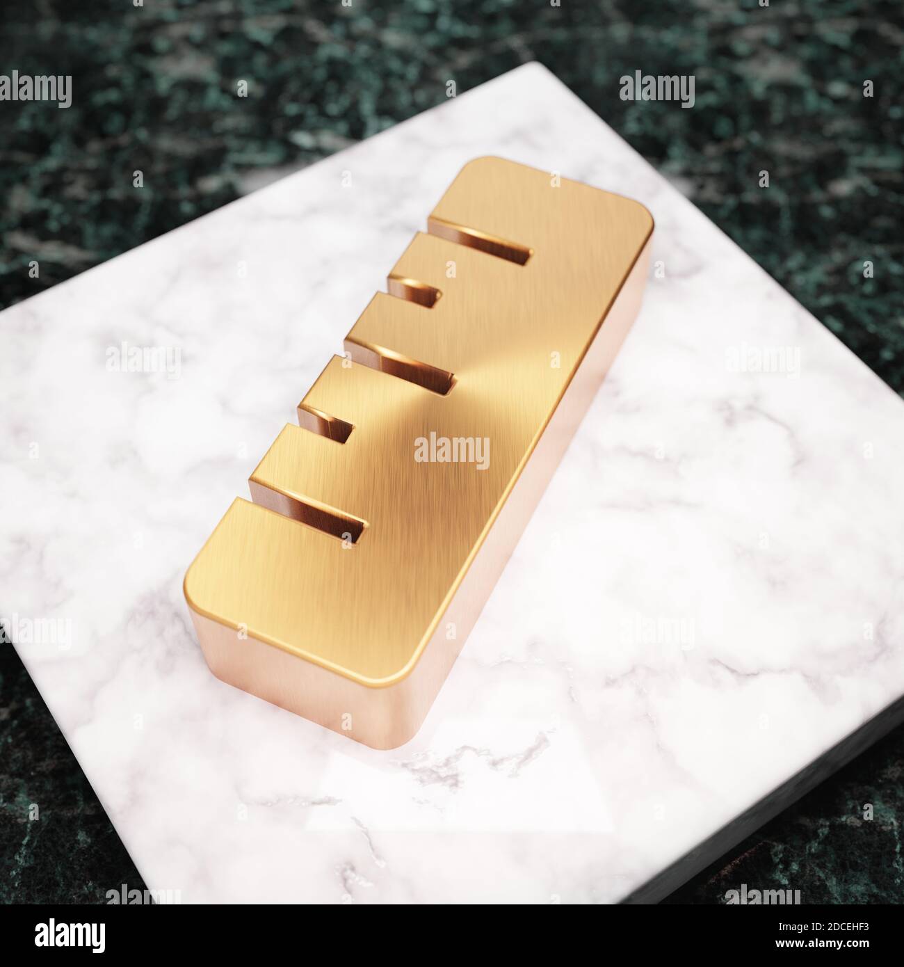 Ruler icon. Bronze Ruler symbol on white marble podium. Icon for ...