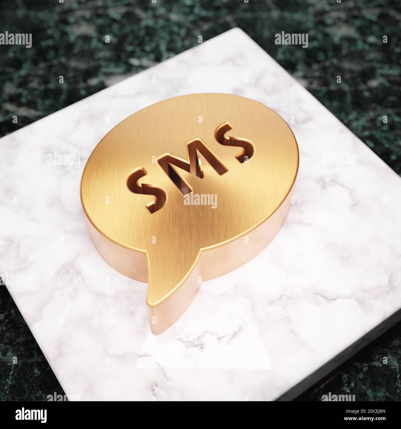 SMS icon. Bronze SMS symbol on white marble podium. Icon for website ...