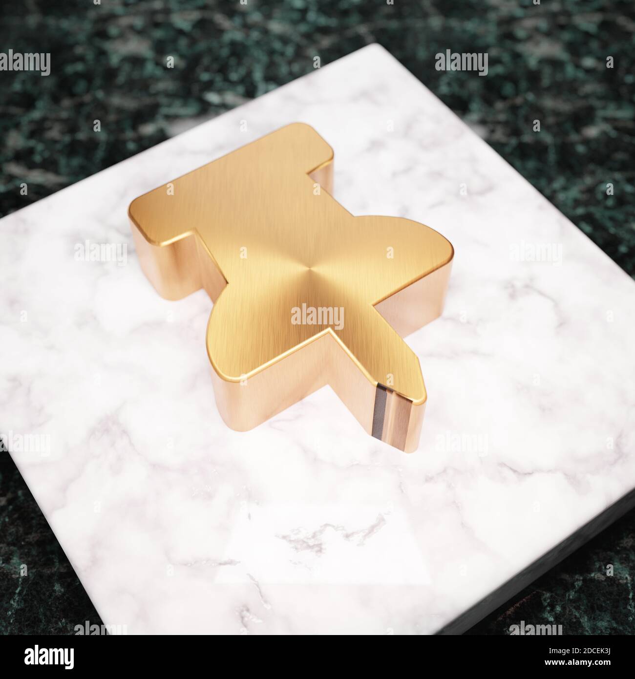 Thumbtack icon. Bronze Thumbtack symbol on white marble podium. Icon ...