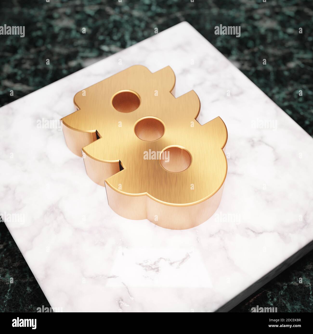 Traffic Light vicon. Bronze Traffic Light symbol on white marble podium ...