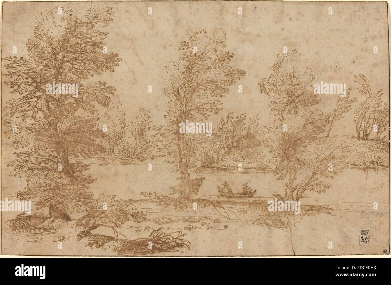 Agostino Carracci, (artist), Bolognese, 1557 - 1602, Woodland River ...