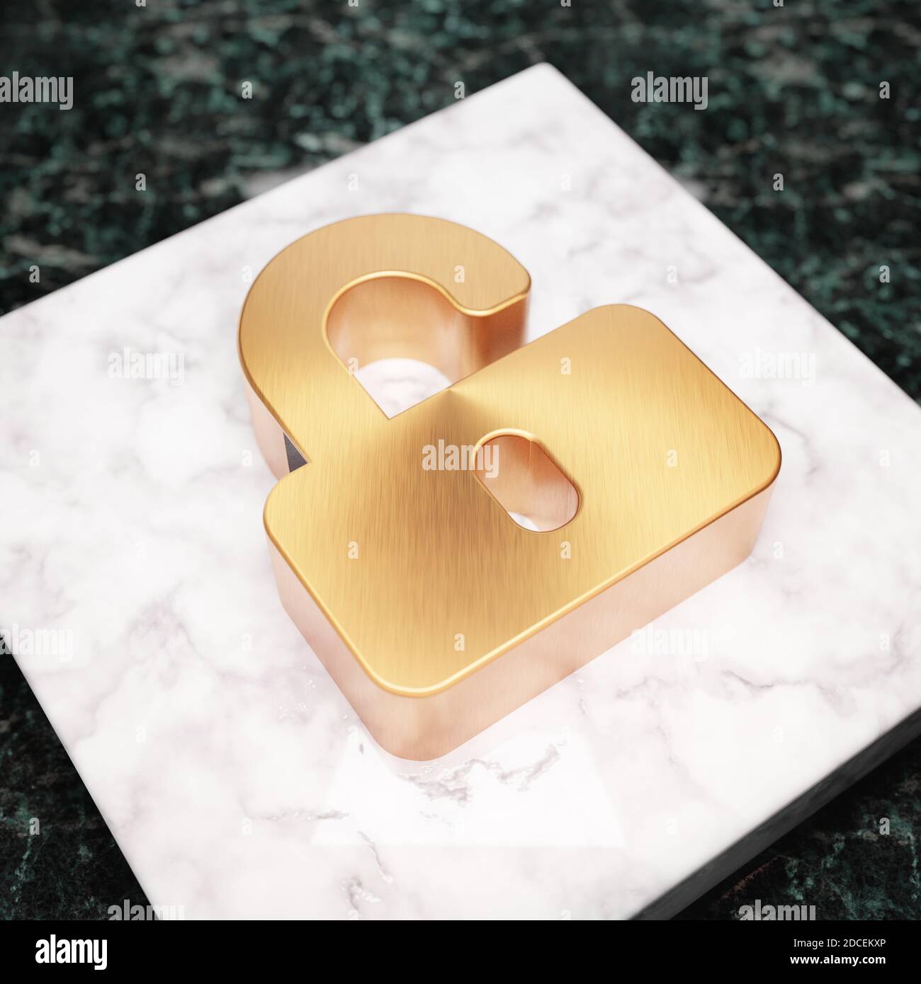 Unlock icon. Bronze Unlock symbol on white marble podium. Icon for ...