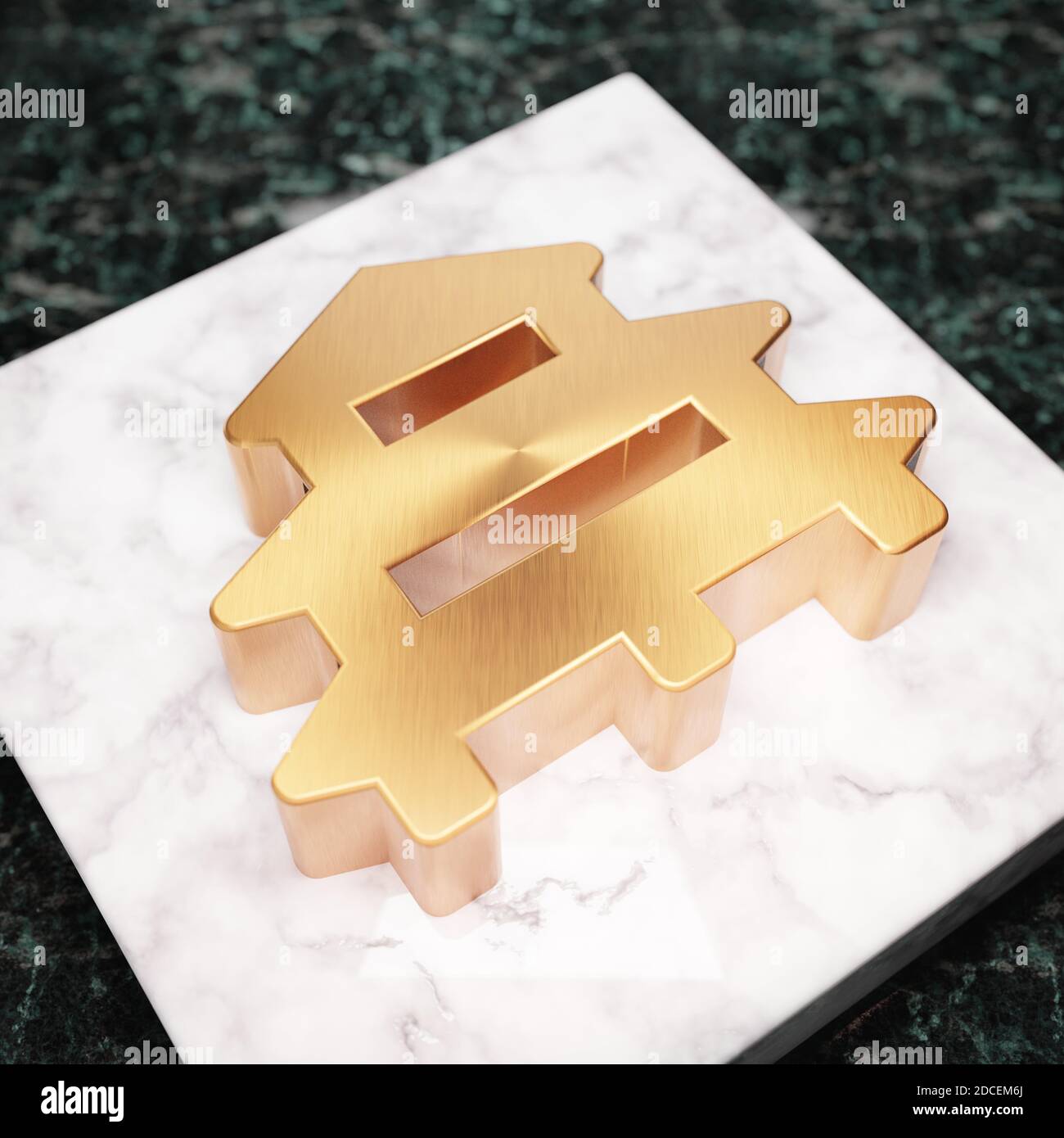 Vihara icon. Bronze Vihara symbol on white marble podium. Icon for ...