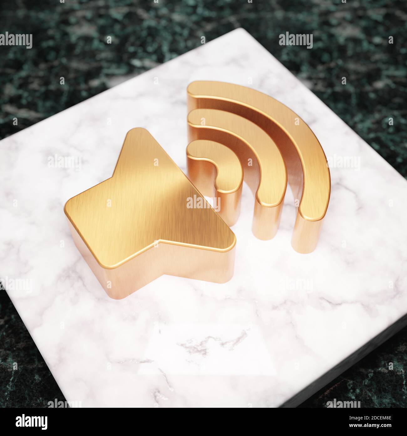 Volume Up icon. Bronze Volume Up symbol on white marble podium. Icon ...