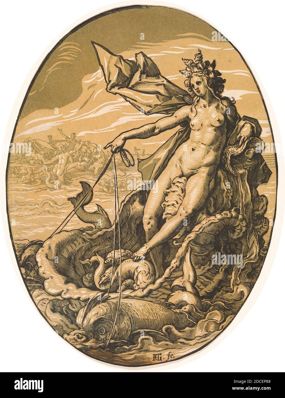 Hendrick Goltzius, (artist), Dutch, 1558 - 1617, Tethys, Gods and ...