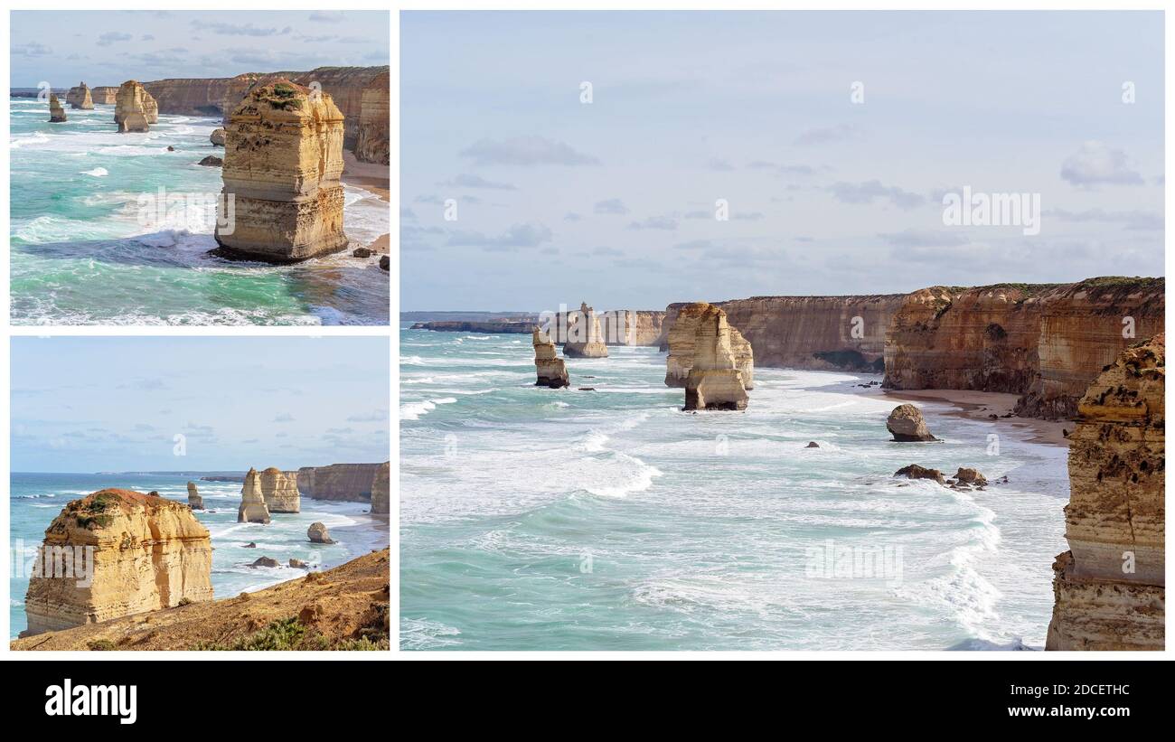 Collage of The Famous Twelve Apostles landmark tourist destination on ...