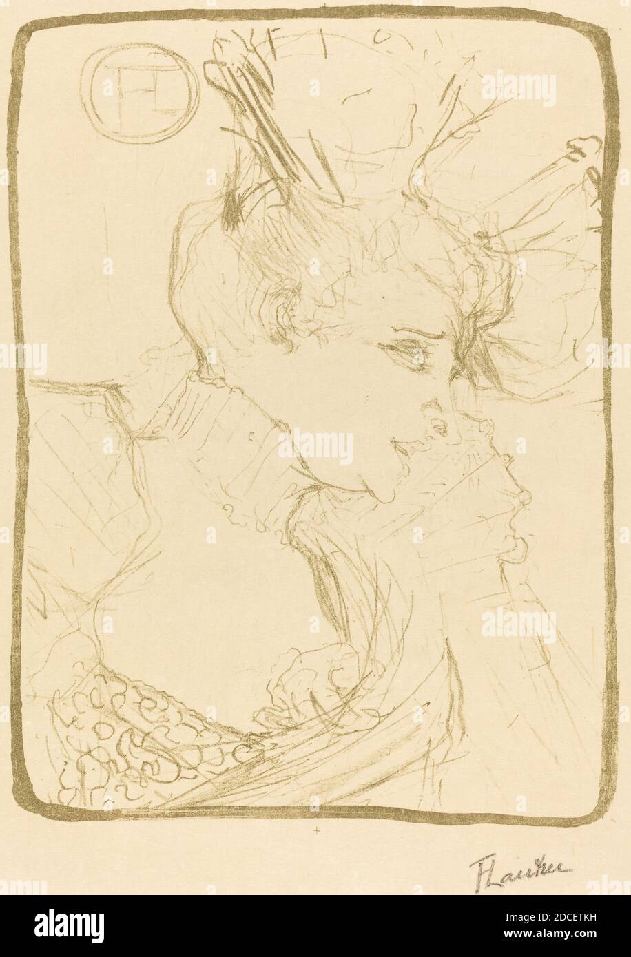 Henri de Toulouse-Lautrec, (artist), French, 1864 - 1901, Bust of Mlle ...