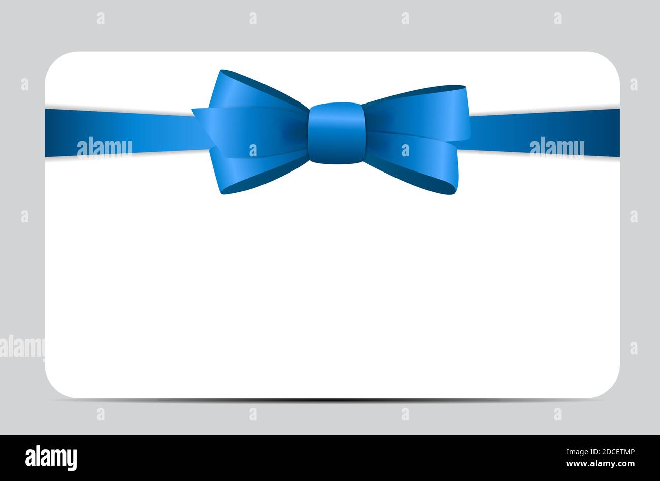 Gift Card with Blue Ribbon and Bow. illustration Stock Photo - Alamy