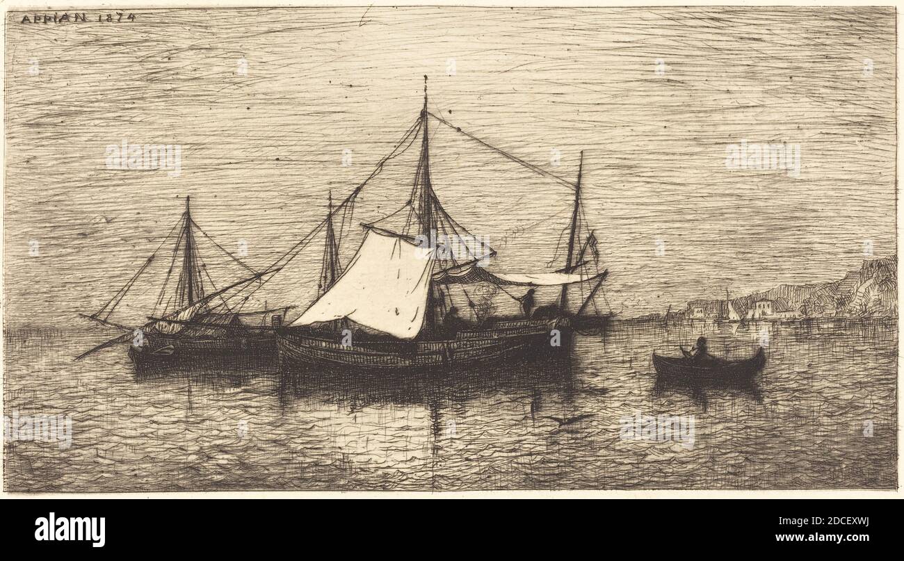 Adolphe Appian, (artist), French, 1818 - 1898, Coasting Trade Vessels ...