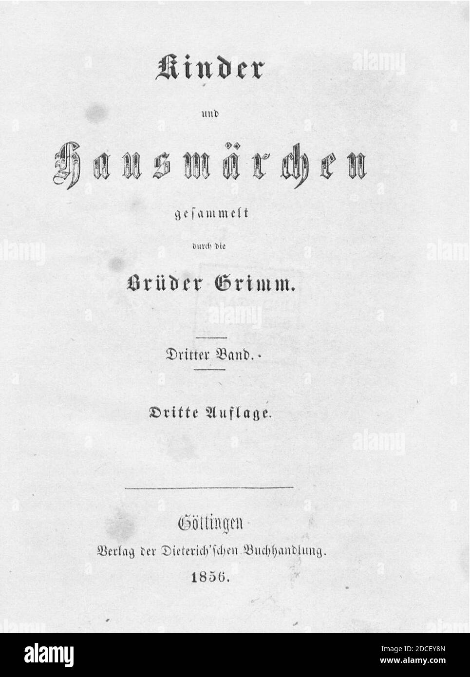 Kinder und Hausmärchen (Grimm) 1856 III p 003 Stock Photo - Alamy