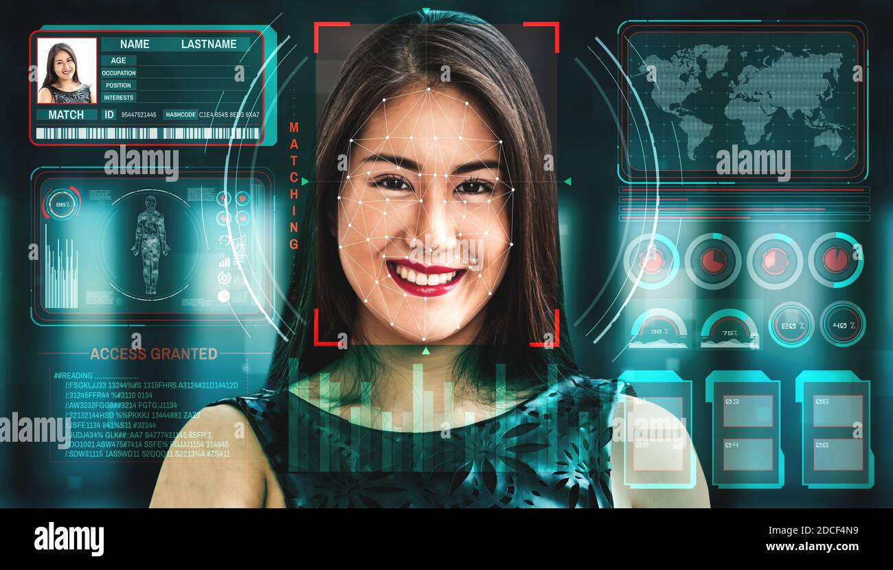 Facial Recognition Technology Scan And Detect People Face For