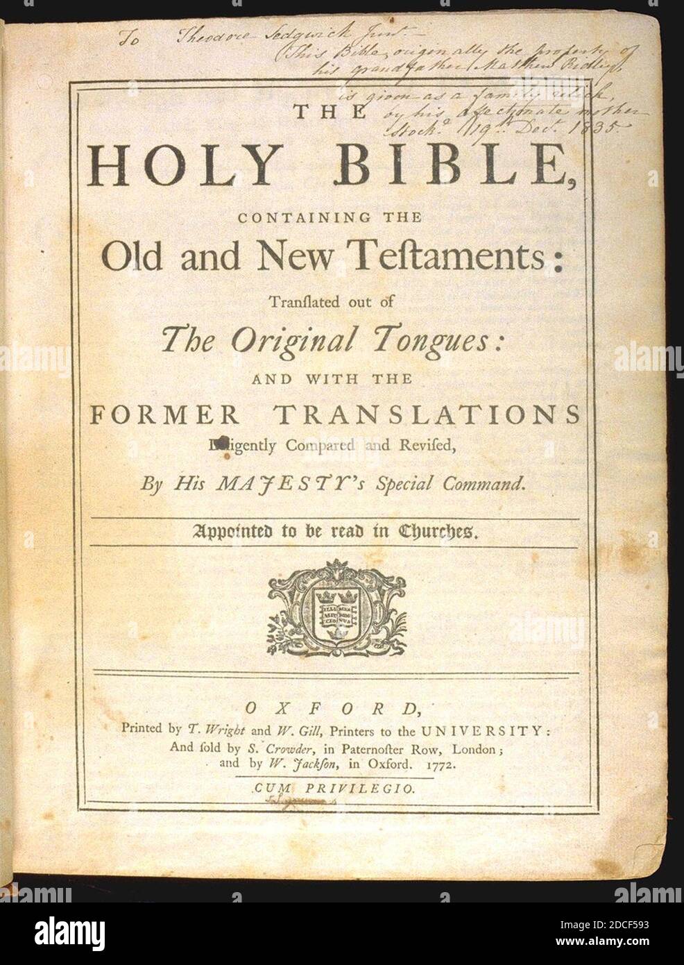 King James Bible 1772 - Title page Stock Photo - Alamy