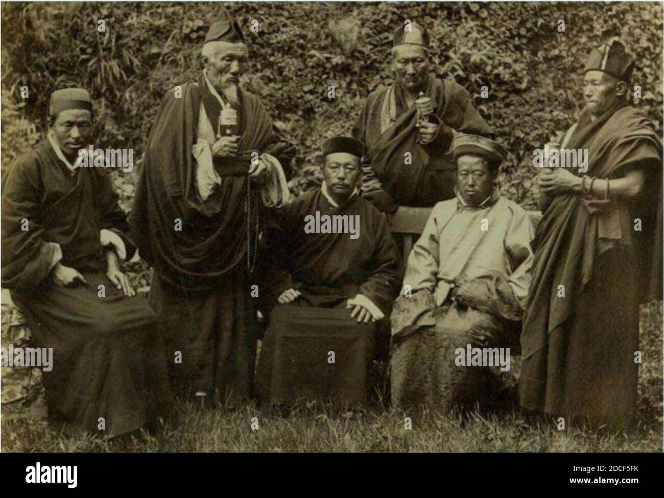 King of Sikkim with a group of Lama, Darjeeling, India, c. 1900 Stock ...