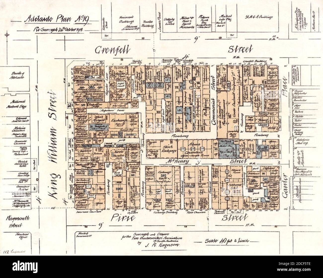 King Wm Street map Grenfell-Pirie 1911 Stock Photo - Alamy