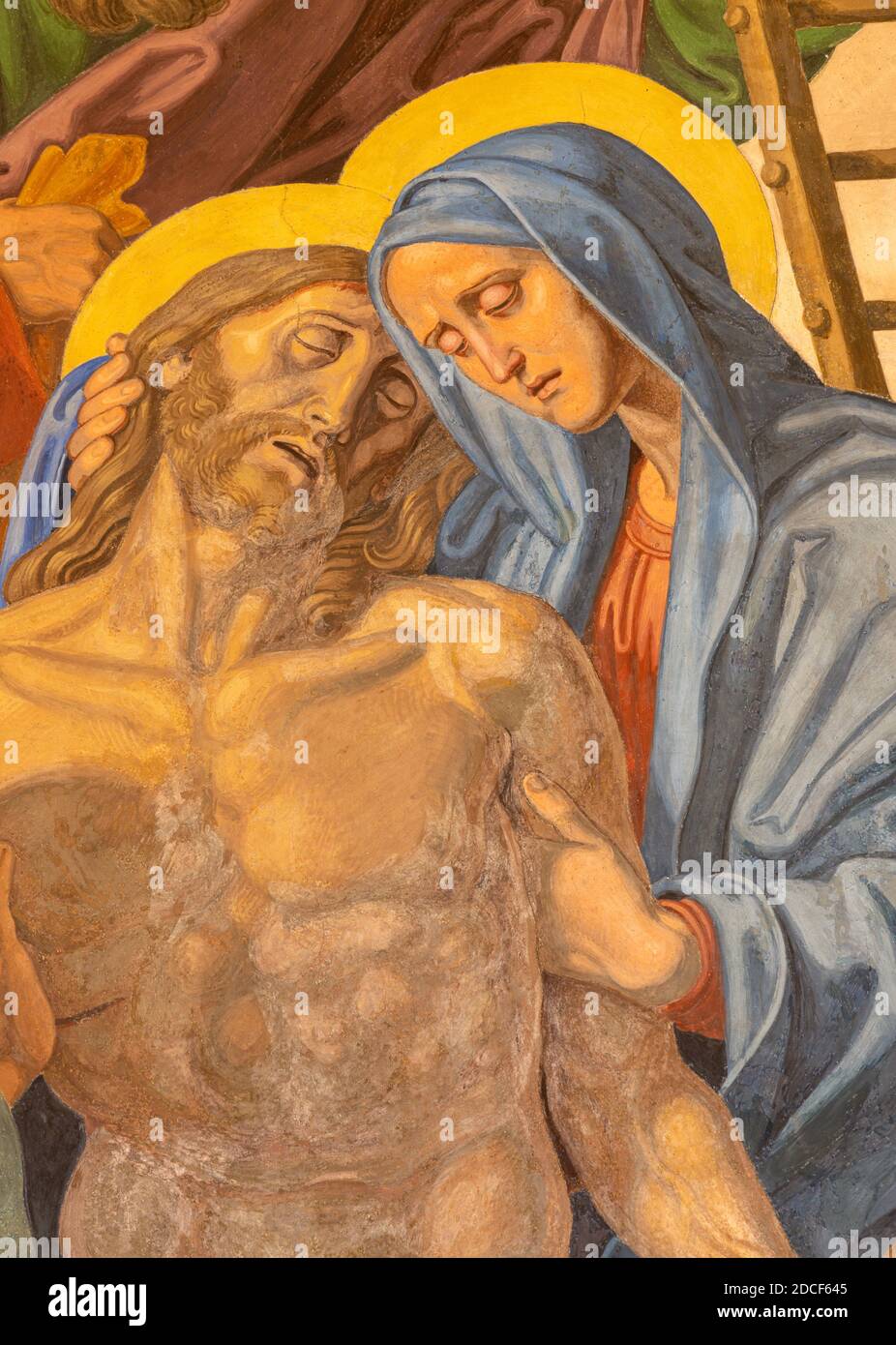 VIENNA, AUSTIRA - OCTOBER 22, 2020: The detail of fresco of Deposition ...