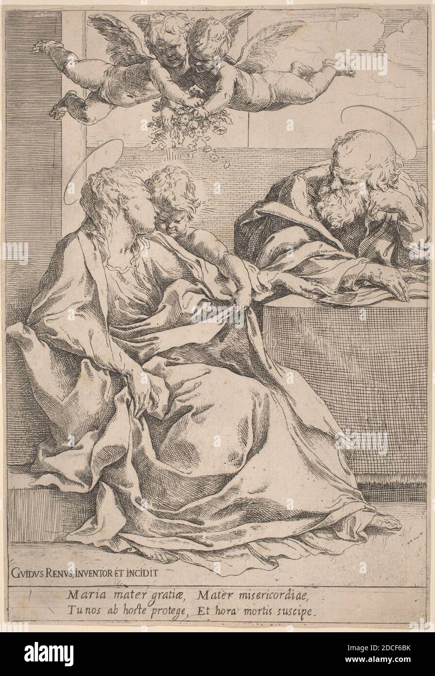 Guido Reni, (artist), Bolognese, 1575 - 1642, The Holy Family, etching ...