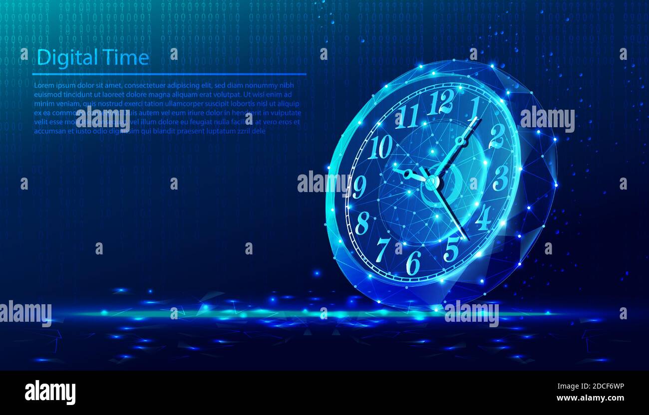 Vector low poly polygonal background of time, round watch Stock Vector ...